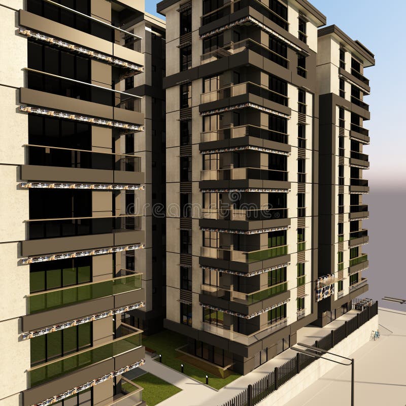 3d Render of Buildings Exterior Stock Illustration - Illustration of ...