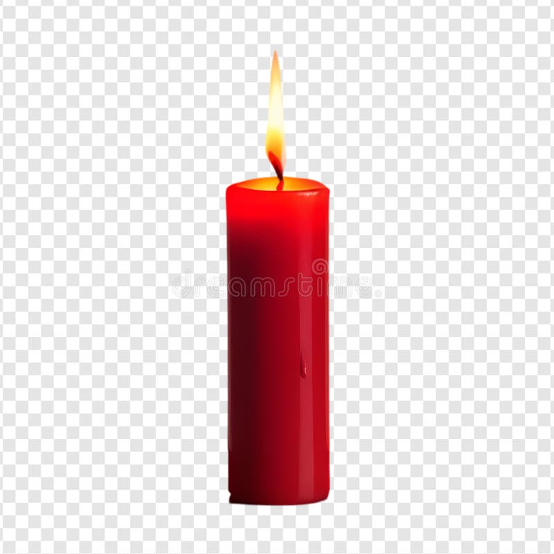 3D Render of a Burning Red Candle on Transparent Background Stock ...