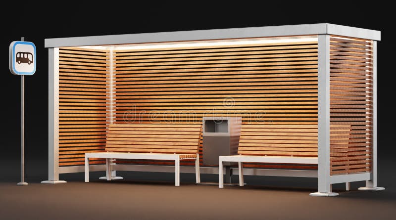 3D Render of Bus Station stock illustration. Illustration of road ...