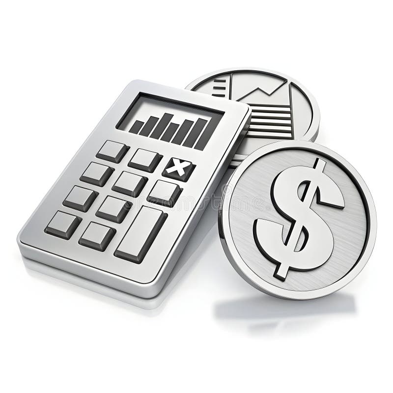 Business Calculation Icon 3D Render Isolated on White Background Stock ...