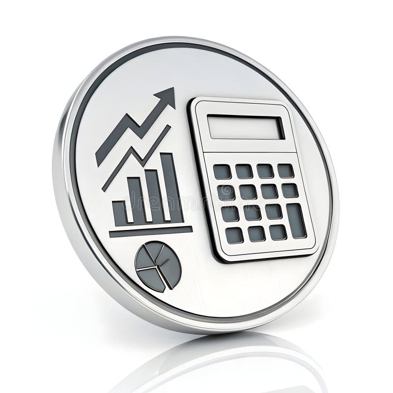 Business Calculation Icon 3D Render Isolated on White Background Stock ...