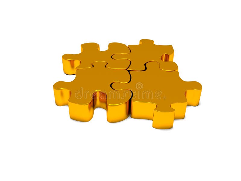 3d Render of Business Connection. Connected Gold Puzzle Pieces Stock ...