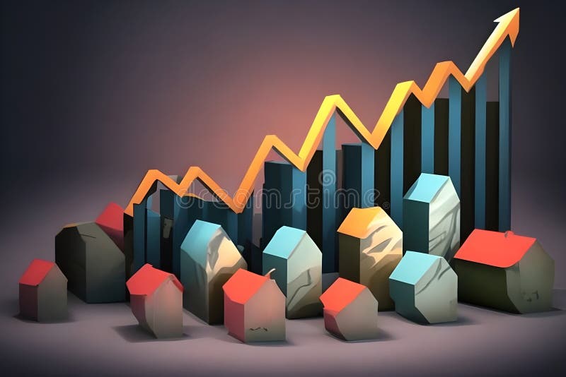 3d Render of Business Graph with Arrow Going Up and Falling Down Stock ...
