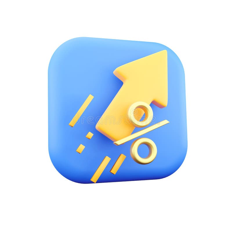 3D Render Button Icon Illustration Showing a Arrow and Interest Icon ...