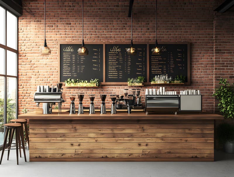 3d Render of Cafe Bar Restaurant Nobody Indoor Stock Illustration ...