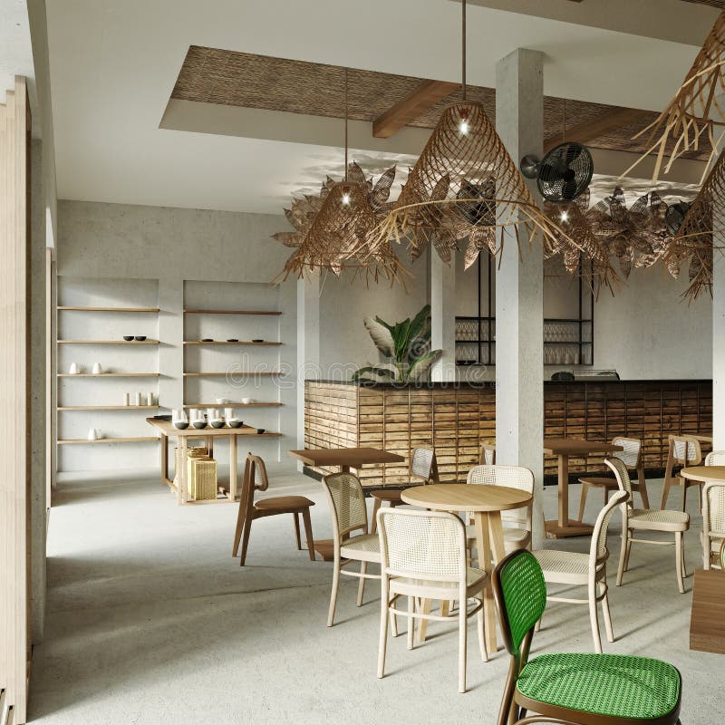 3d Render of Cafe Restaurant Stock Illustration - Illustration of clear ...