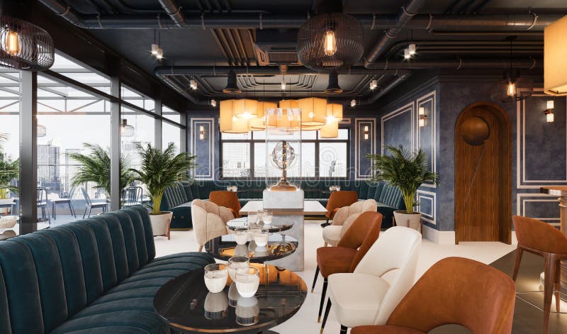 3d Render of Cafe Restaurant Stock Illustration - Illustration of ...