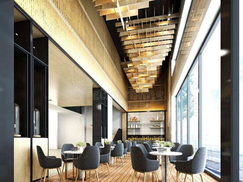 3d Render of Cafe Restaurant Stock Illustration - Illustration of ...
