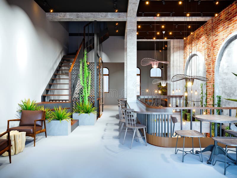 3d Render of Cafe Restaurant Stock Illustration - Illustration of ...