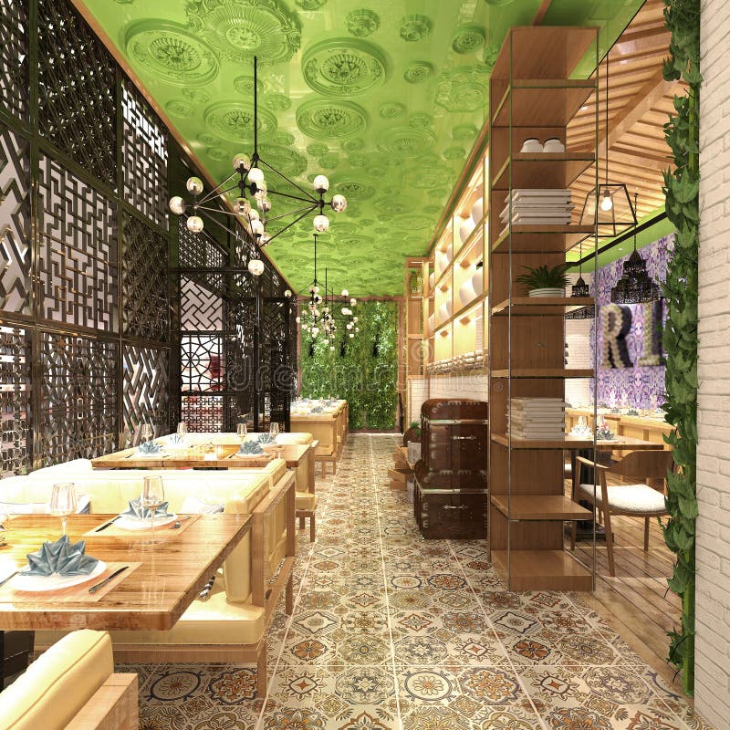 3d render of cafetaria stock illustration. Illustration of cafe - 125329351