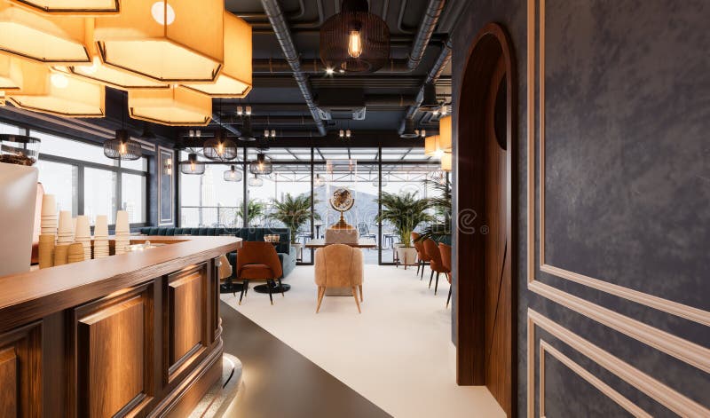 3d Render of Cafe Restaurant Stock Illustration - Illustration of ...