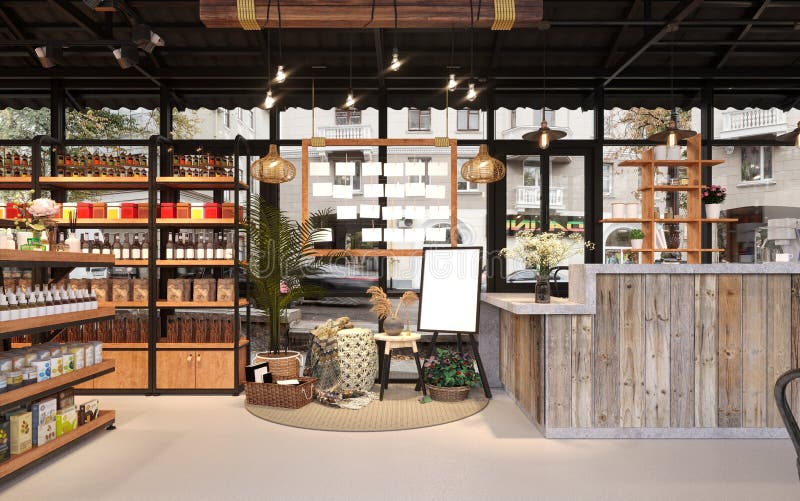 3d Render of Cafe Restaurant Stock Illustration - Illustration of ...