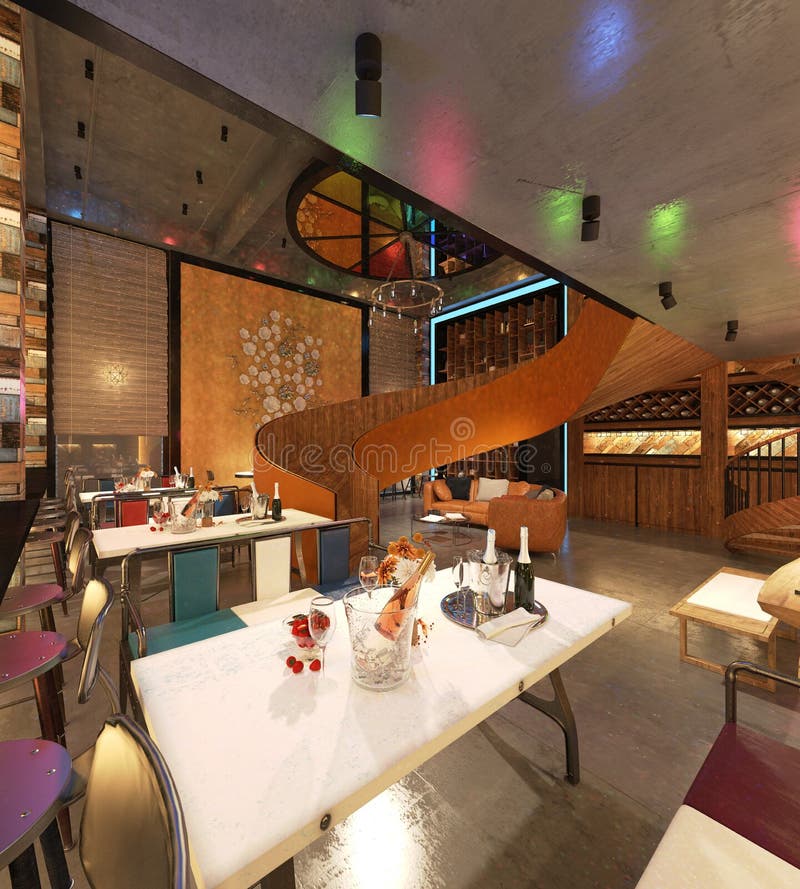 3d Render of Cafeteria Resuaurant Stock Illustration - Illustration of ...