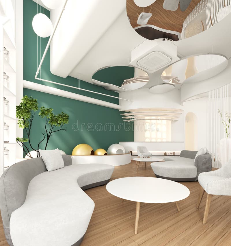 3d Render of Cafeteria Resuaurant Stock Illustration - Illustration of ...