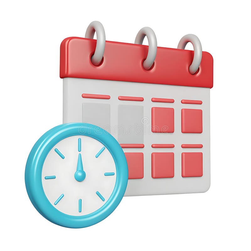 3d Render Calendar Clock Time Management Schedule Stock Illustration ...