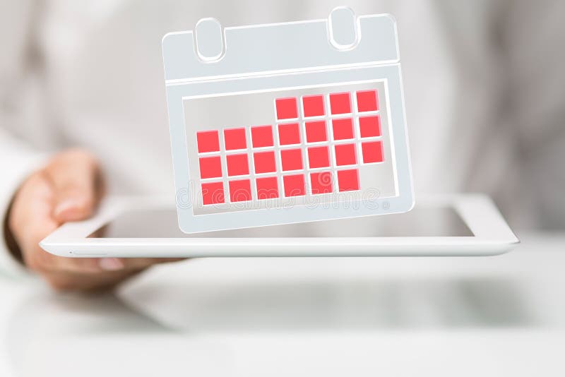 3d Render of a Calendar Design on Tablet in a Hand Stock Image - Image ...