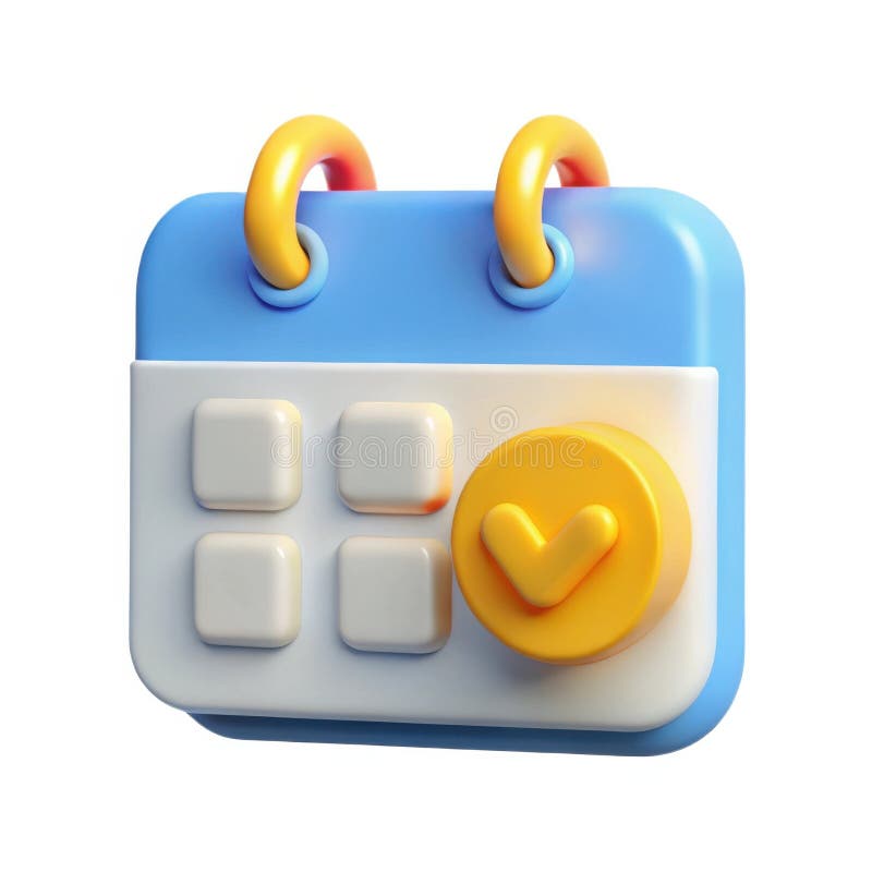 3d Render of a Calendar Icon with Checkmark Isolated on White ...