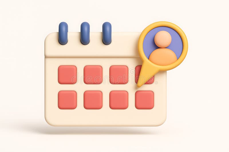 3d Render of a Calendar Icon with a User Profile Representation for ...