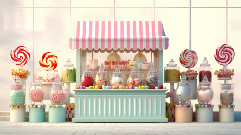 3d Render of a Candy Shop with Shelves Full of Candies Stock ...