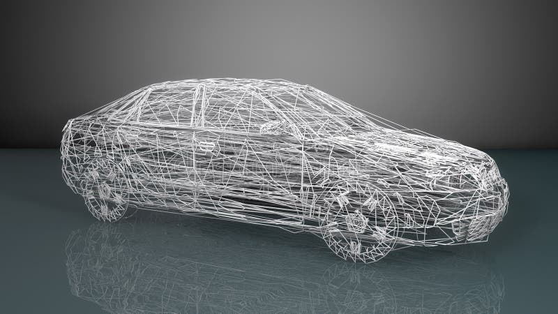 3d car made with lines stock illustration. Illustration of plan - 152667027