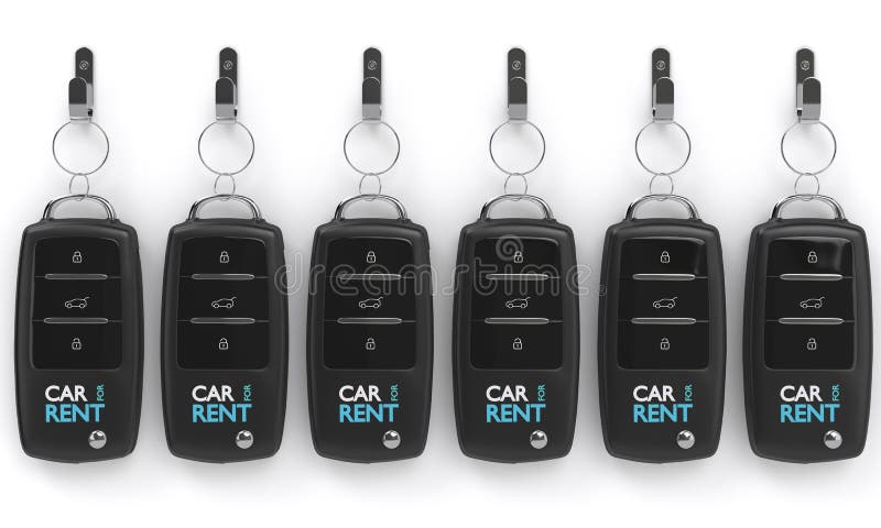 3d Render of Car for Rent Keys Hanging on Hook Stock Illustration ...