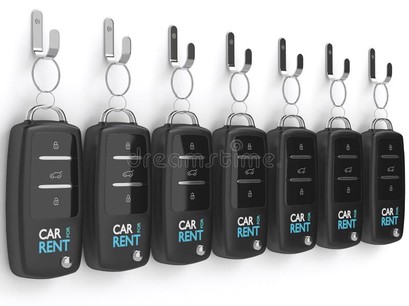 3d Render of Car for Rent Keys Hanging on Hook Stock Illustration ...
