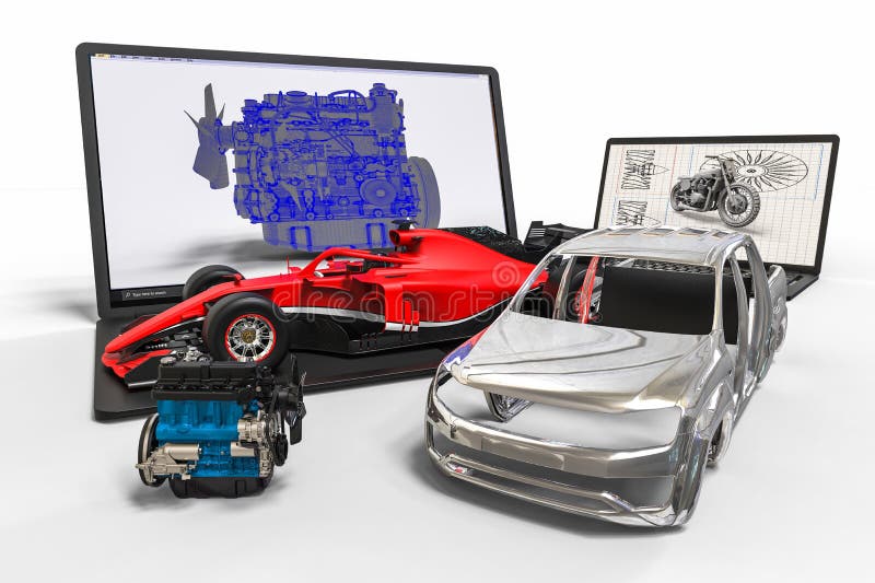 3D Render of a Car Representing Engine and Car Development Stock ...