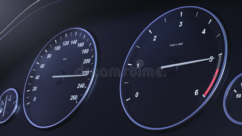 3d Render Car Speedometer Macroplane Gaining Speed Stock Illustration ...