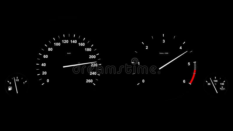 3d Render Car Speedometer Picking Up Speed at Night Stock Illustration ...