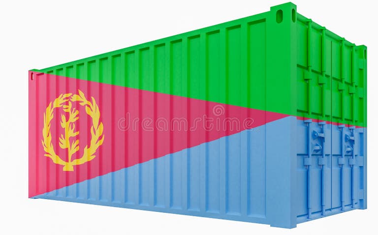 3D Illustration of Cargo Container with Eritrea Flag Stock Illustration ...