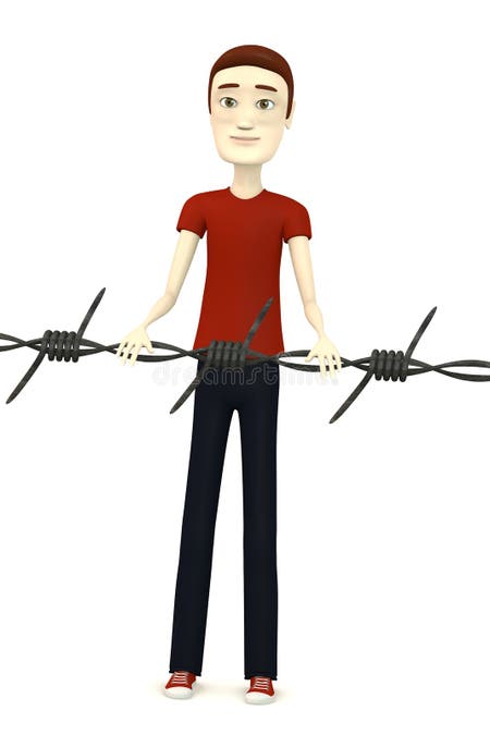 Cartoon Boy with Barbed Wire Stock Illustration - Illustration of wire ...