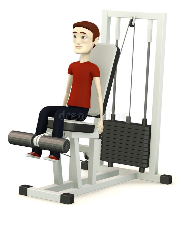 Cartoon Boy with Gym Machine Stock Illustration - Illustration of ...