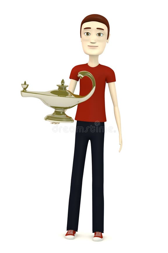 Cartoon boy with lamp stock illustration. Illustration of character ...