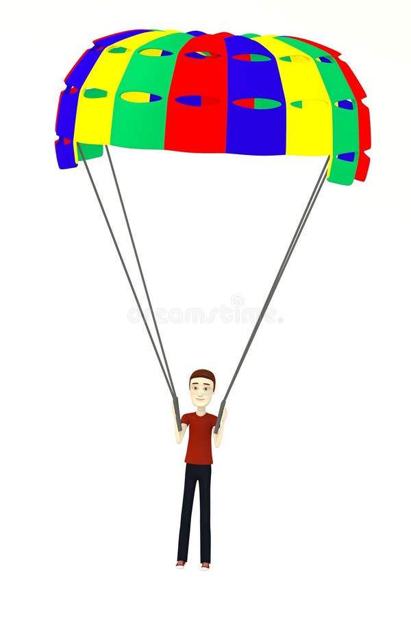 Cartoon boy with parachute stock illustration. Illustration of female ...