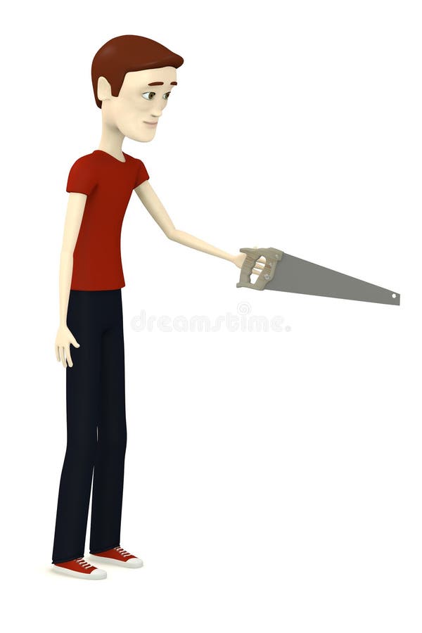 Cartoon boy with saw stock illustration. Illustration of equipment ...