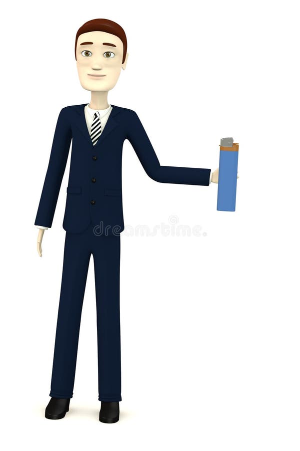 Cartoon man with lighter stock illustration. Illustration of fire ...