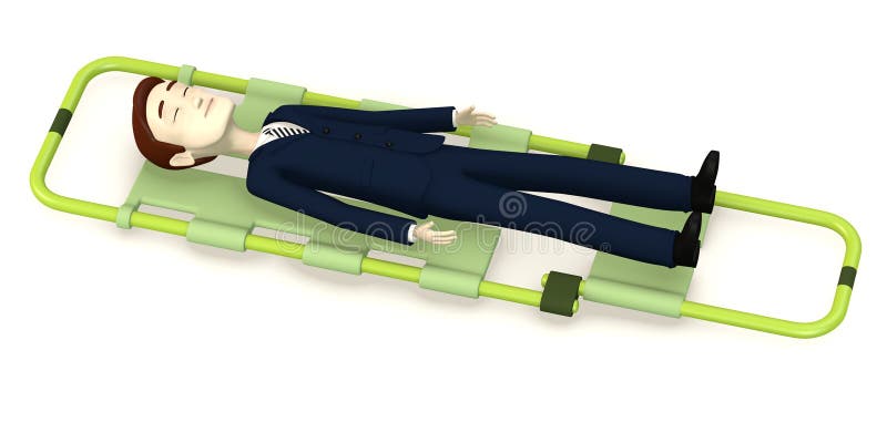 Cartoon man on stretcher stock illustration. Illustration of male ...