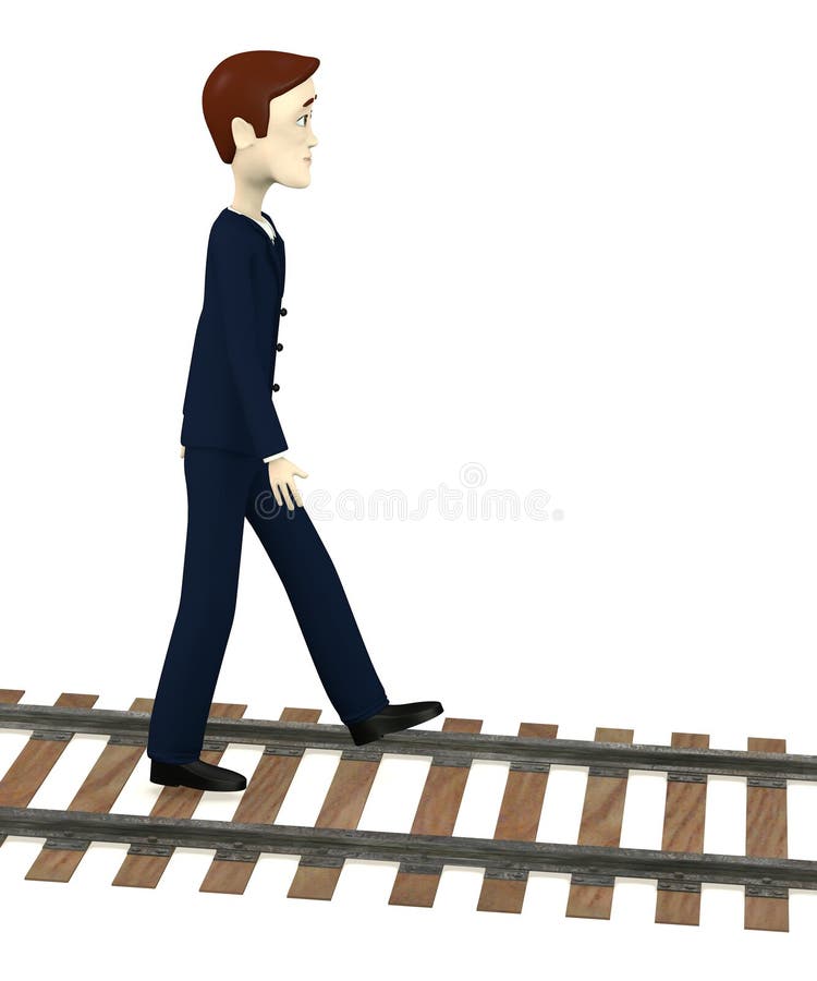 Businessman walk on rail stock illustration. Illustration of cartoon ...