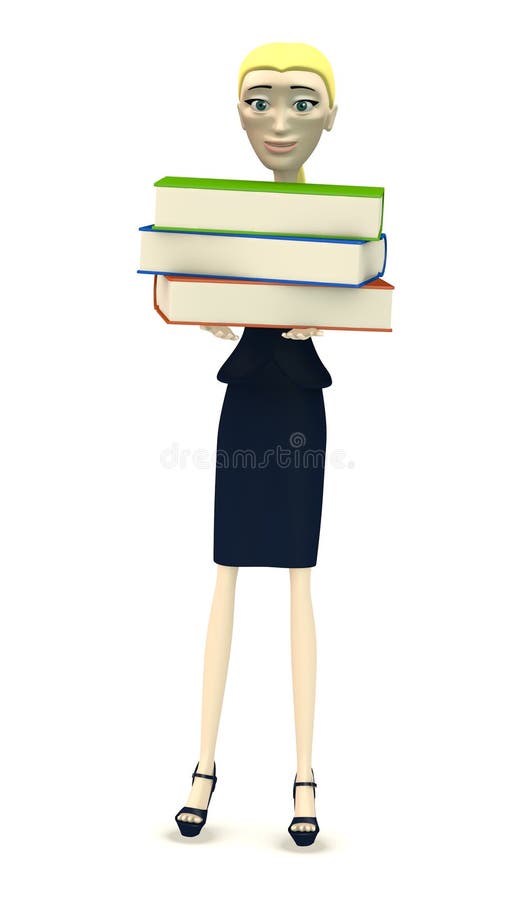 Cartoon Businesswoman with Books Stock Illustration - Illustration of ...