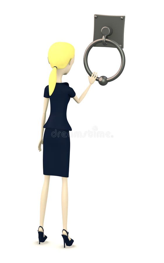 Cartoon Businesswoman with Knocker Stock Illustration - Illustration of ...