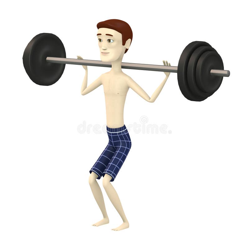Cartoon Character with Barbell Stock Illustration - Illustration of ...