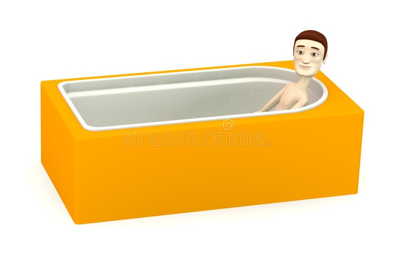 Cartoon Character in Bathtub Stock Illustration - Illustration of wash ...