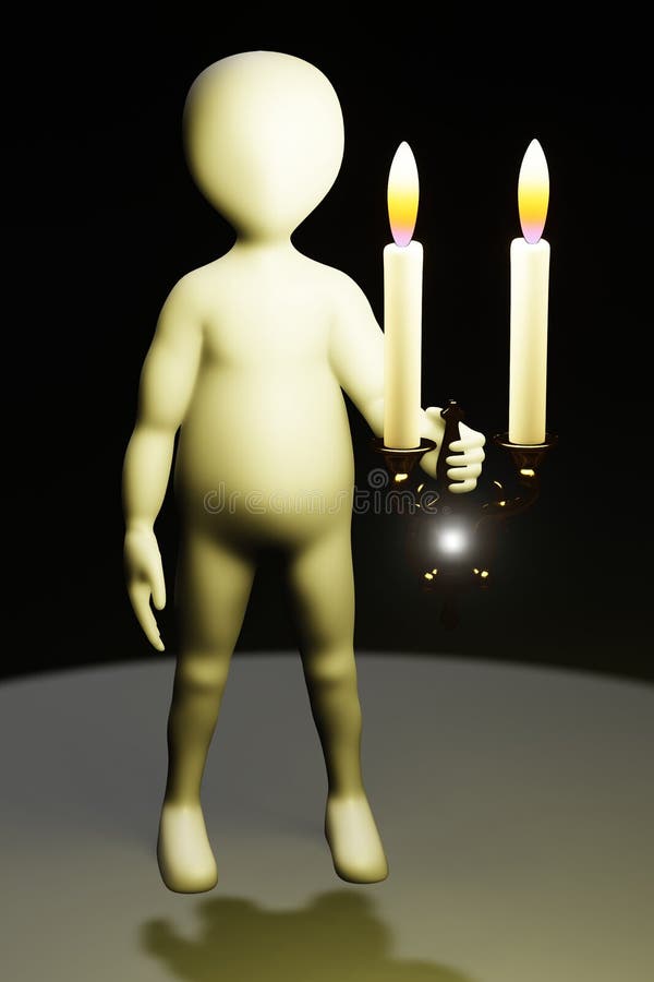 Render of Cartoon Character with Candlestick Stock Illustration ...