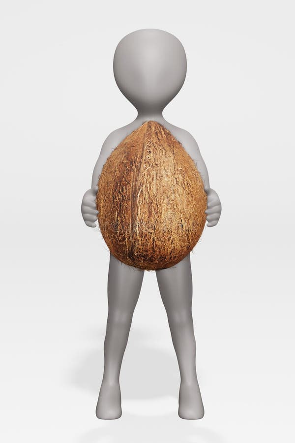Render of Cartoon Character with Coconut Stock Illustration ...