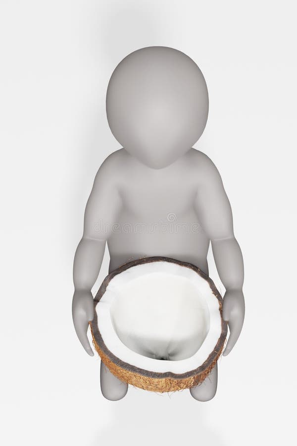 Render of Cartoon Character with Coconut Stock Illustration ...