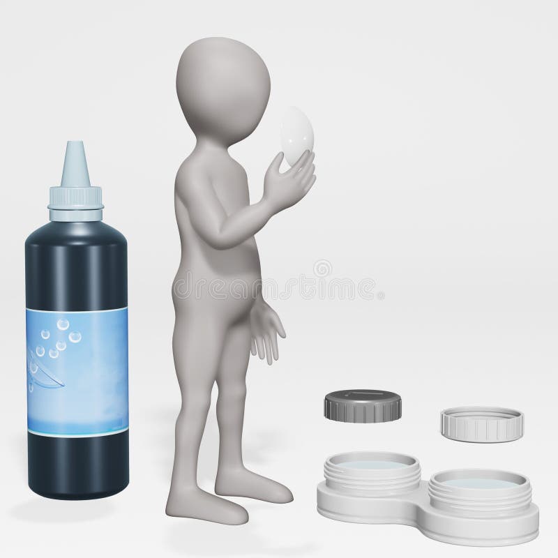 Render of Cartoon Character with Contact Lenses Stock Illustration ...