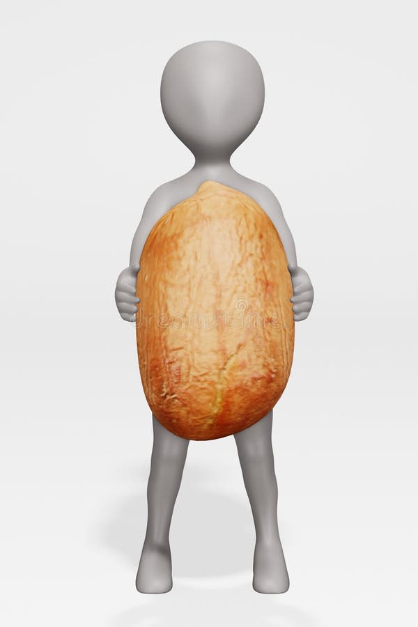 Render of Cartoon Character with Peanut Stock Illustration ...