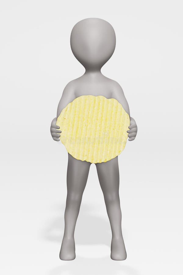Render of Cartoon Character with Potato Chip Stock Illustration ... Render of Cartoon Character with Potato Chip Stock Illustration ...