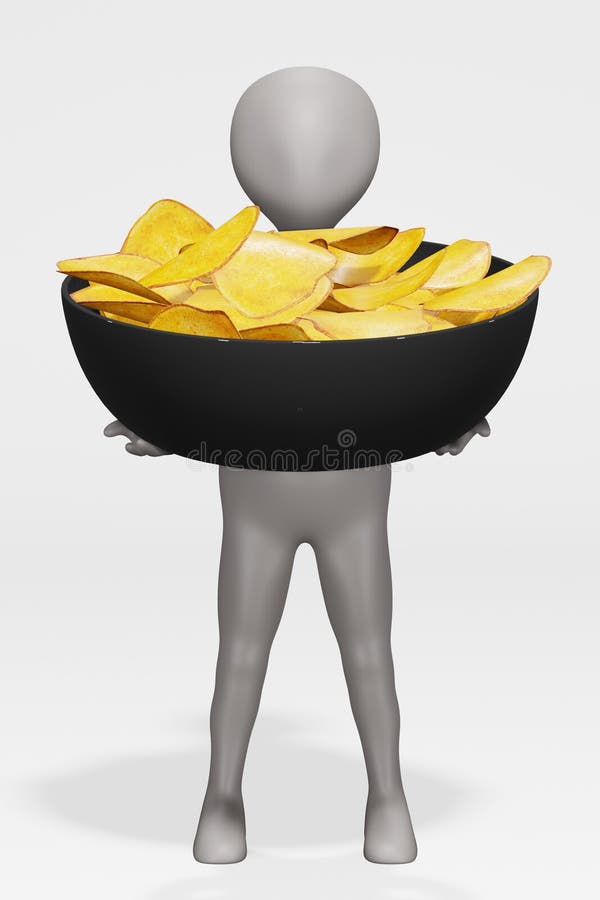 Render of Cartoon Character with Potato Chips Stock Illustration ... Render of Cartoon Character with Potato Chips Stock Illustration ...