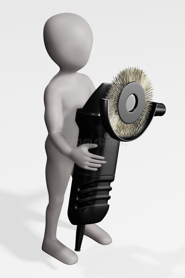 Render of Cartoon Character with Power Tool Stock Illustration ...